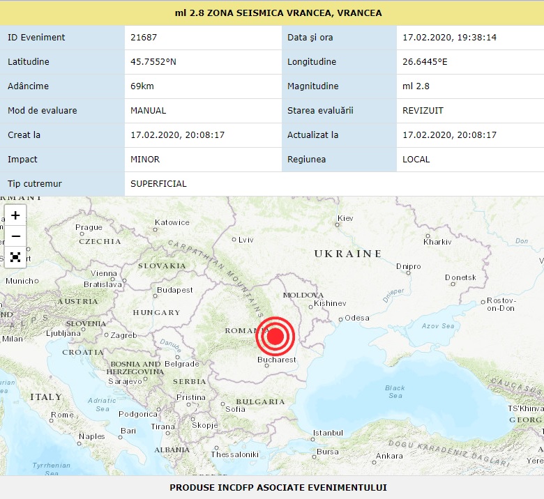 Cutremur în România, seara trecută