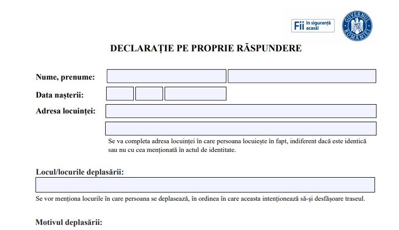 MODEL DECLARAȚIE pe PROPRIA RĂSPUNDERE, actualizat | Poate fi redactată ...