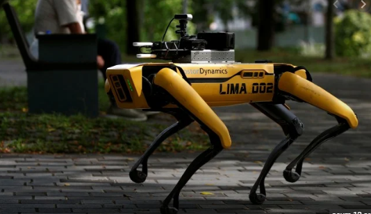 SINGAPORE. Un câine-robot consolidează mesajele de distanțare socială ...