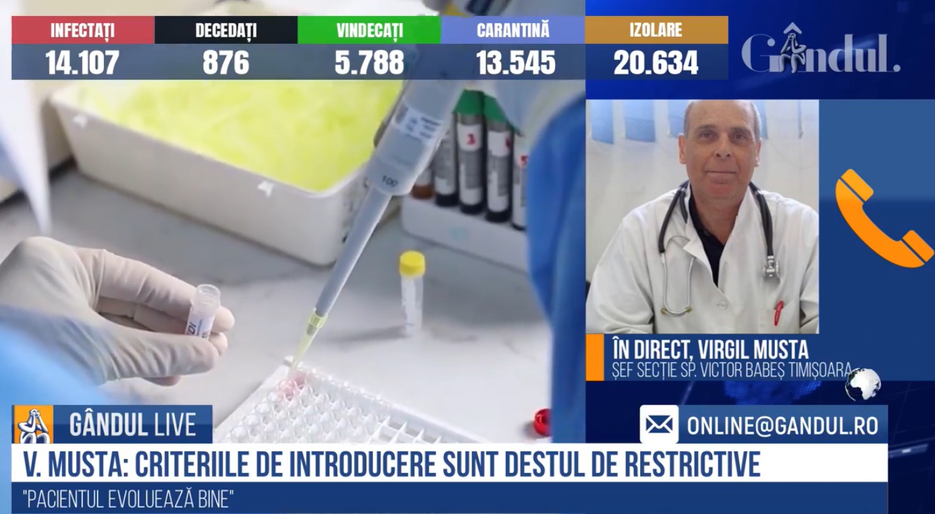 REMDESIVIR. Dr. Virgil Musta, la Gândul Live: „Pacientul care a fost ...