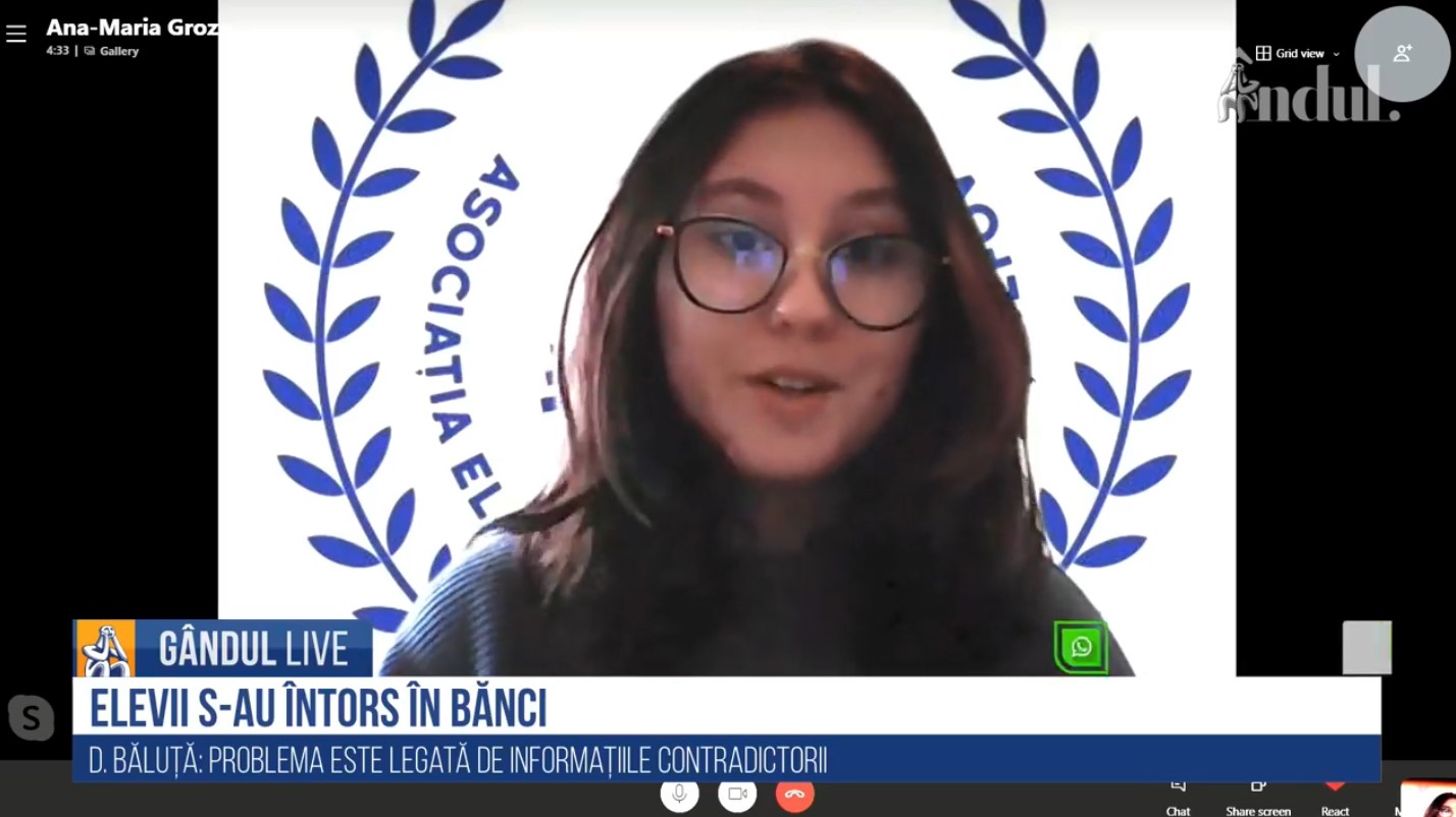GÂNDUL LIVE. Ana Maria Groza, președintele Asociației Elevilor din ...