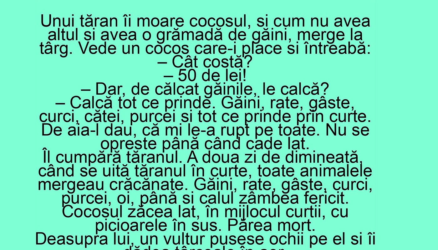Bancul de sâmbătă | Povestea cocoșului de 50 de lei