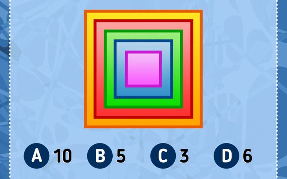 Câte pătrate sunt în total în această imagine: 10, 5, 3 sau 6?