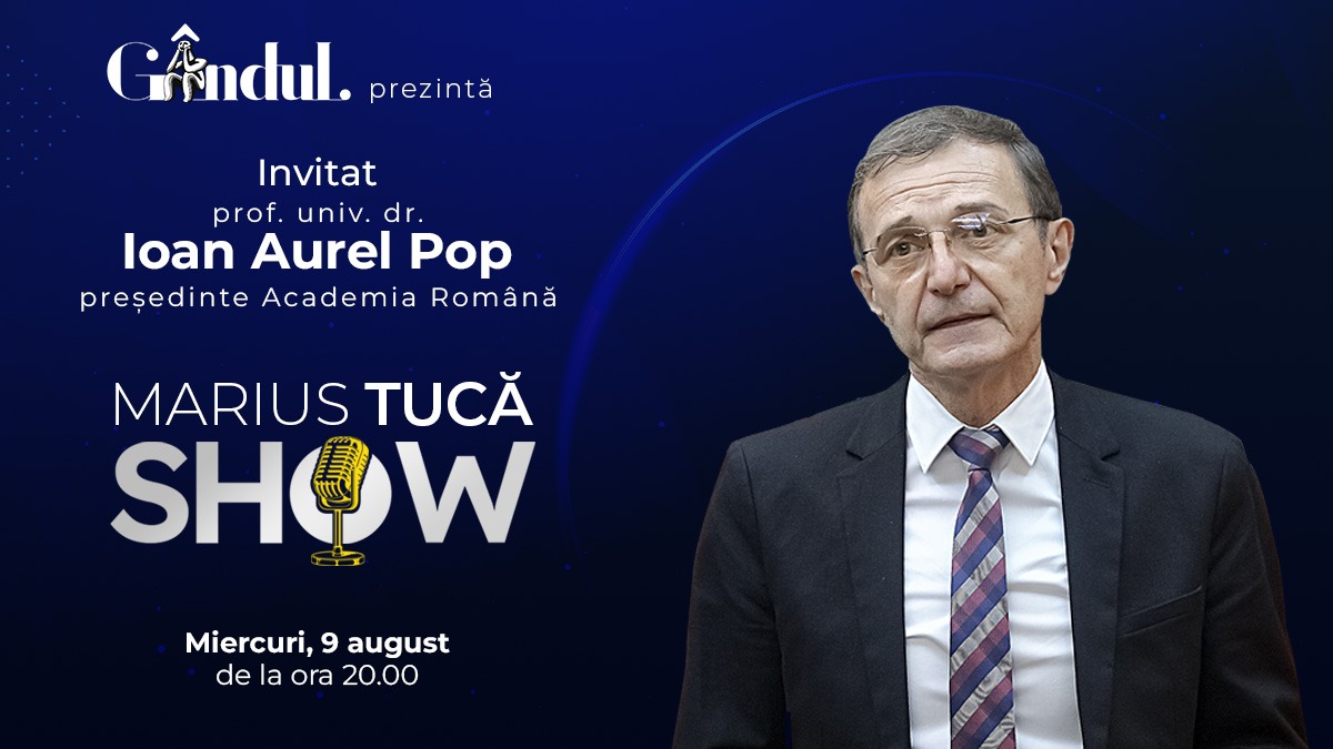 „Marius Tucă Show” începe miercuri, 9 august, de la ora 20.00, live pe gândul.ro. Invitat: Acad ...