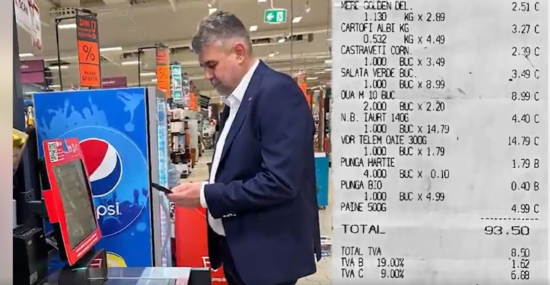 Ce produse a cumpărat premierul - bon fiscal de 93.50 de lei