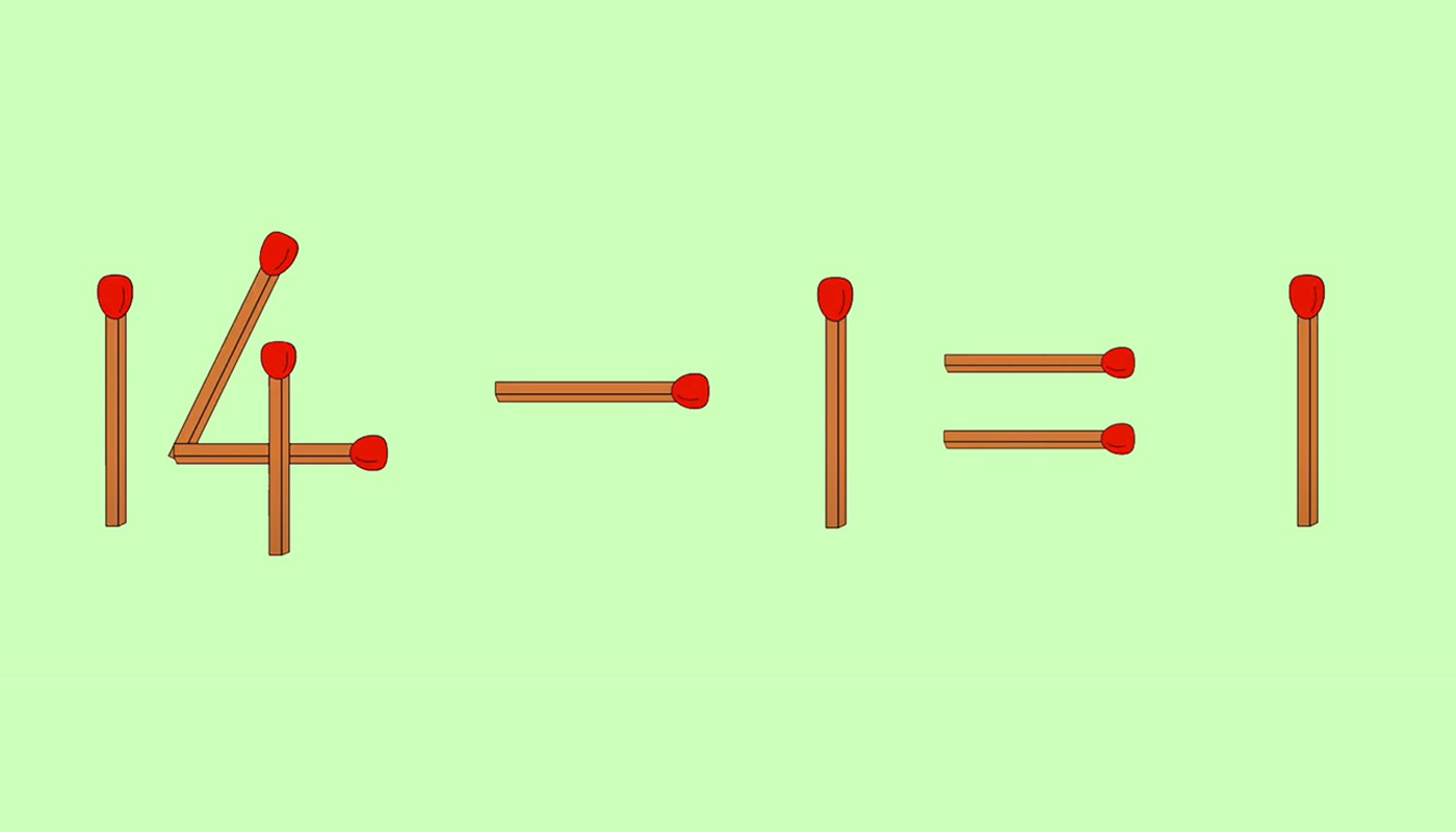 Test IQ doar pentru genii | Corectați 14-1=1, mutând un singur băț de ...