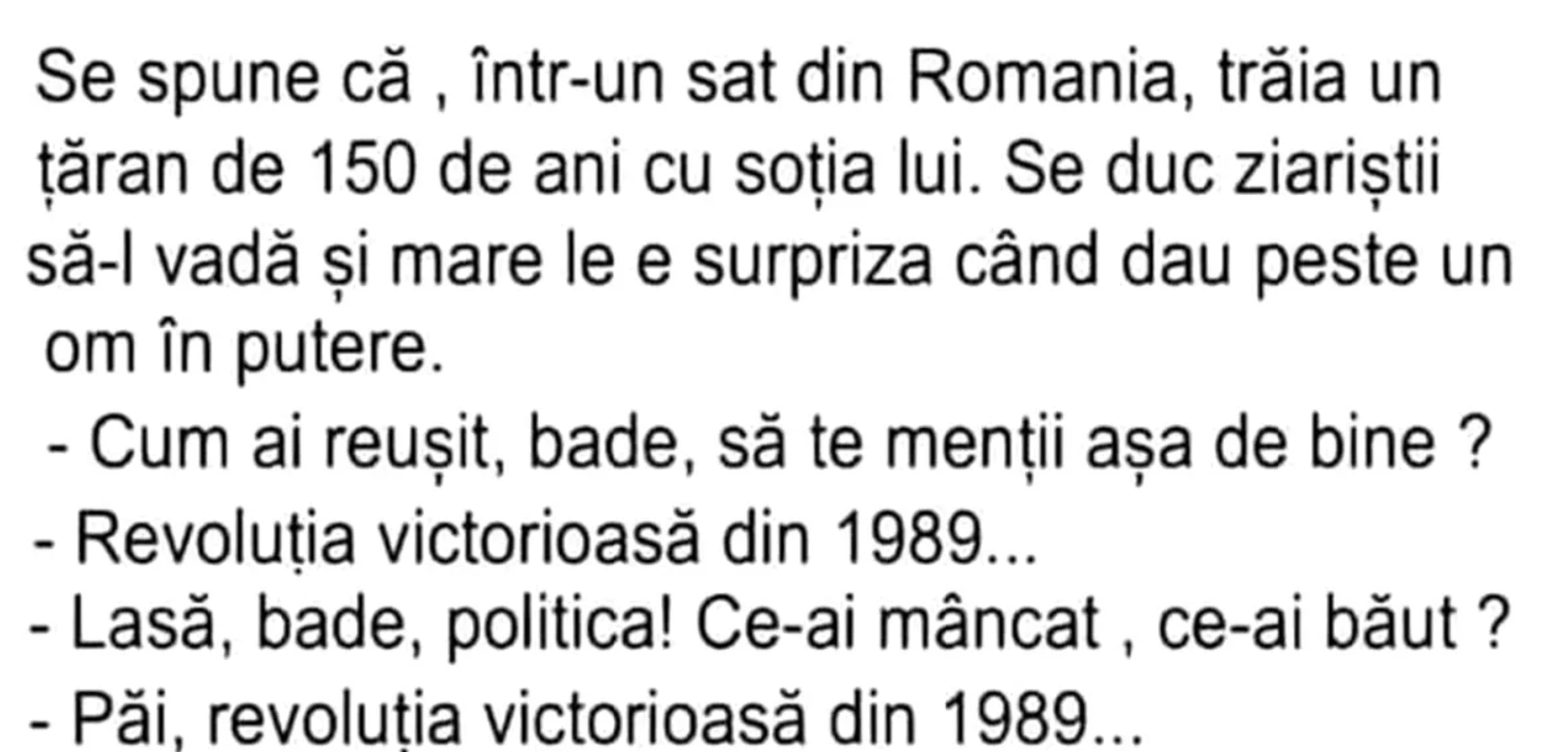 BANCUL ZILEI | Într-un sat din România, trăia un țăran de 150 de ani cu soția lui
