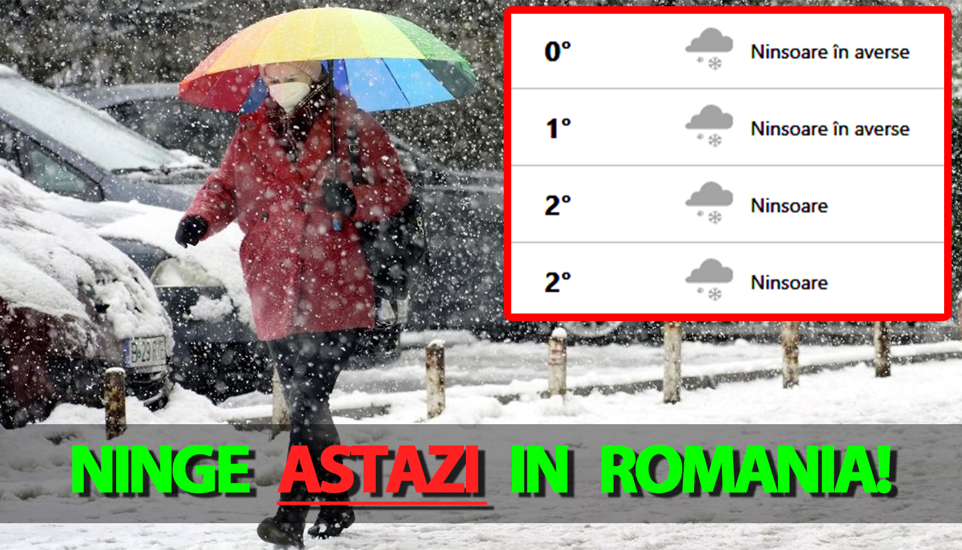 Ninge astăzi în România! La ce oră încep ninsorile, potrivit meteorologilor Weather.com