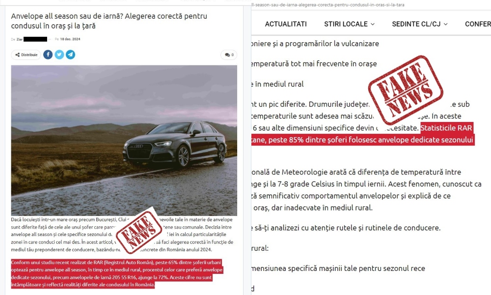 Registrul Auto Român, AVERTISMENT pentru șoferi referitor la "fake-news" despre anvelopele "all ...