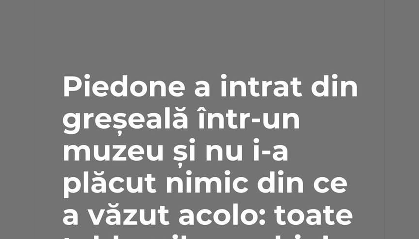 BANCUL ZILEI | Piedone a intrat din greșeală într-un muzeu