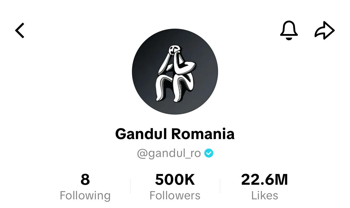 Gândul a ajuns la 500.000 de urmăritori pe TikTok. Este cel mai urmărit ...