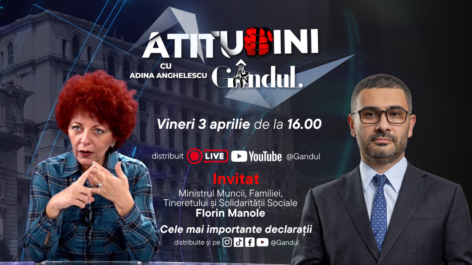 „Atitudini cu Adina Anghelescu” începe vineri, 3 aprilie, de la ora 16: ...